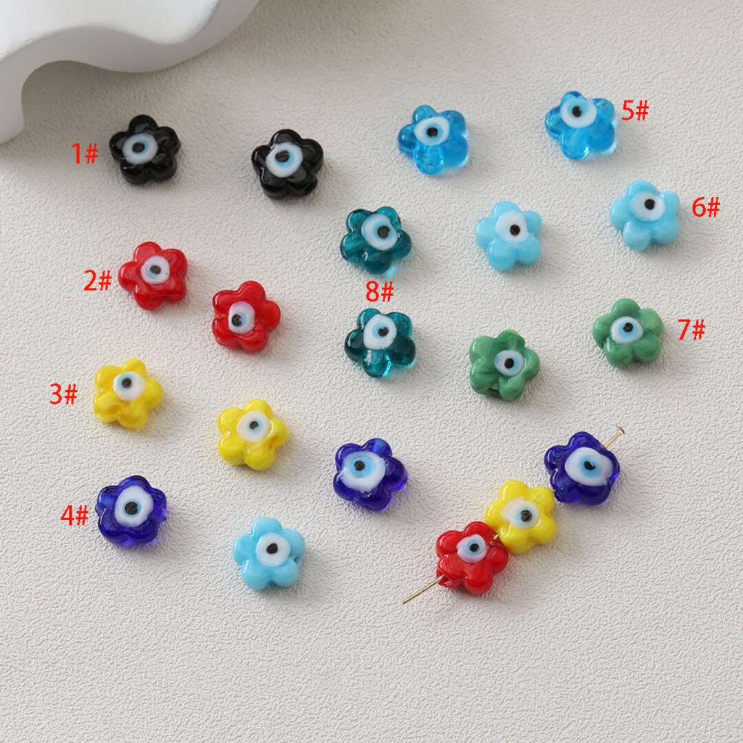 10pcs Glaze Flower Beads, Handmade Lampwork Eye Beads (13.5mm) - Etsy