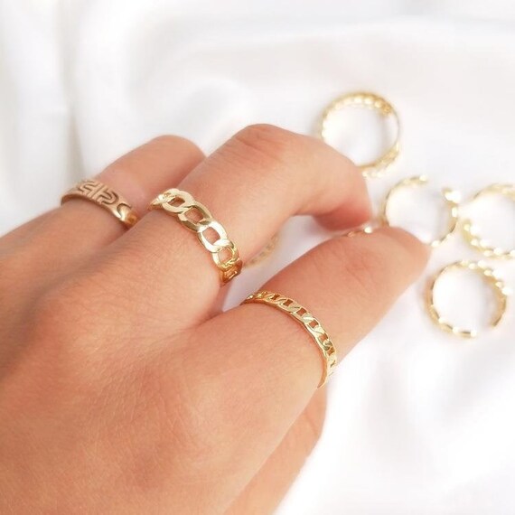 6pcs 14K Real Gold Plated Brass Rings Dainty Ring Simple Gold Adjustable Rings Open Gold Ring Dainty Ring Minimalist Jewelry Etsy