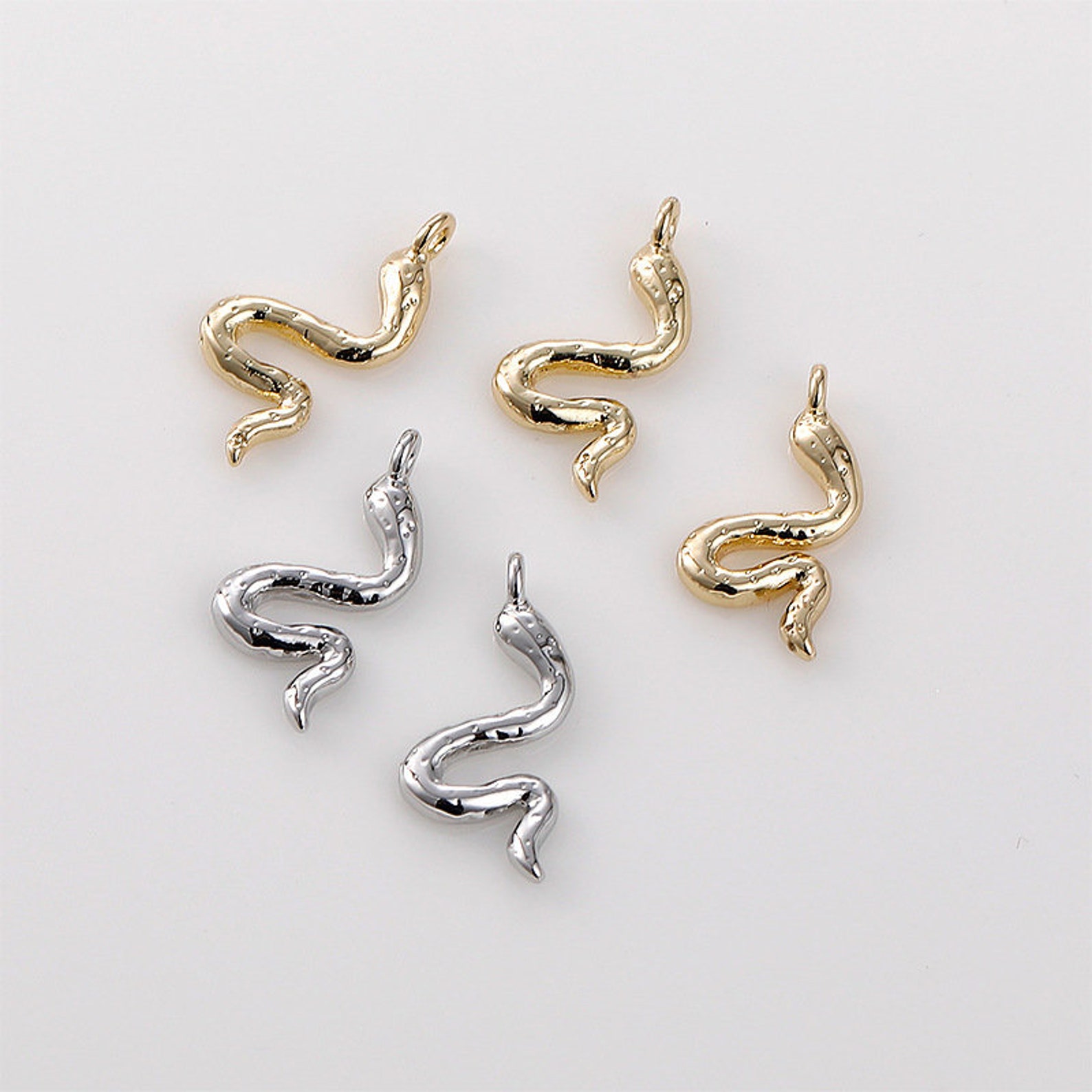 6 Pieces Real Gold Palted Snake Charms Tiny Snake Jewelry | Etsy