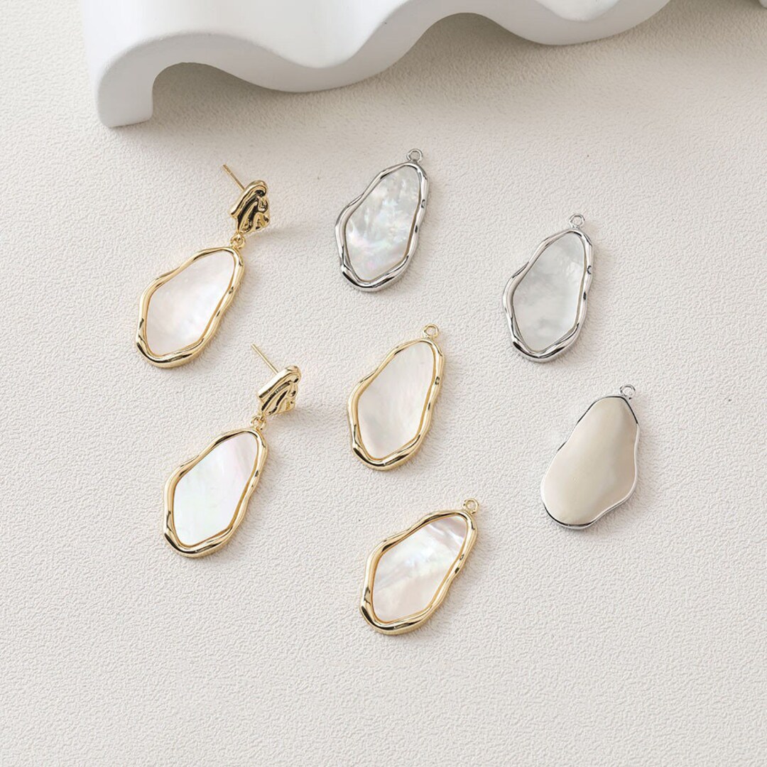 4PCS Real Gold Plated Alien Shell Charm,shell Drop,irregular Shell ...