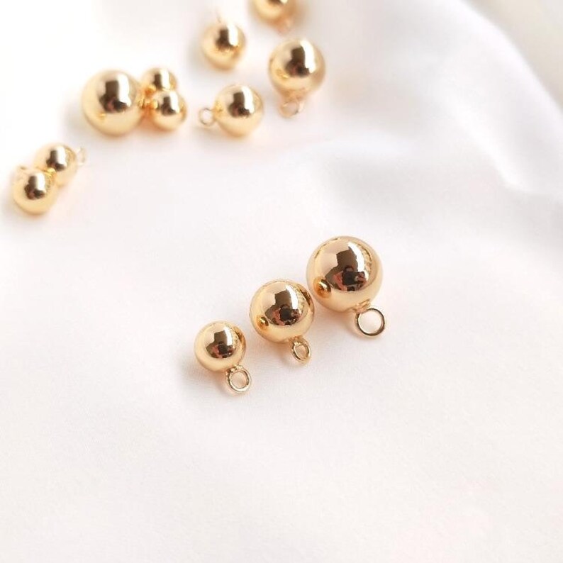 4pcs 6mm 8mm 10mm Plain Round Ball Drops Pendant 14K Gold - Etsy