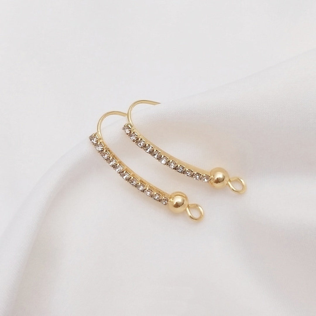 6pcs CZ Paved Earring Hooks, 14K Gold Plated Brass Ear Wires, DIY ...