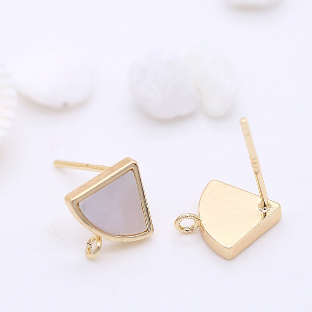 6PC Fan Shape Earring Post,triangle Shell Stud,earrings Attachment ...