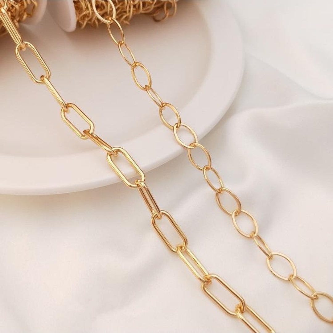 1 Meter 14K Real Gold Plating Chain, Gold Chain,necklace Chain, Oval ...