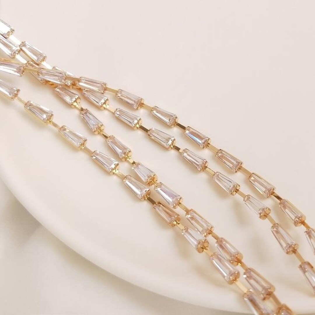 14K Gold Plated Brass Chain: Bling Zircon Link, 50cm - Etsy