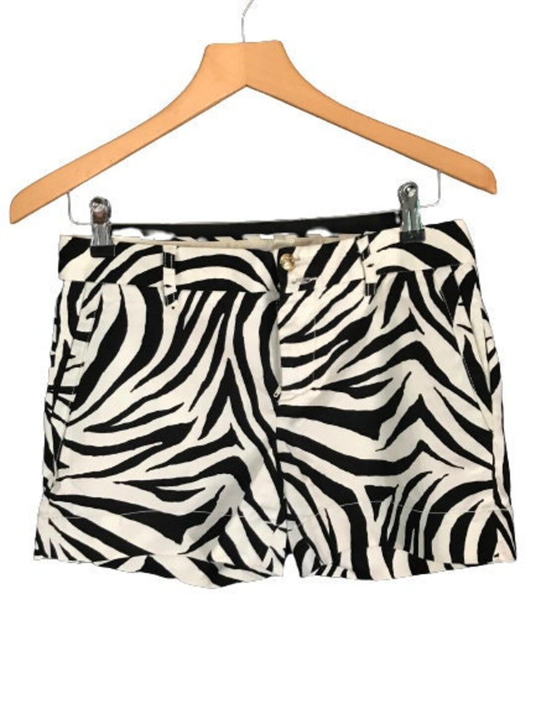 Tiger Print Black and White Shorts Ladies, Vintage Shorts With Gold ...