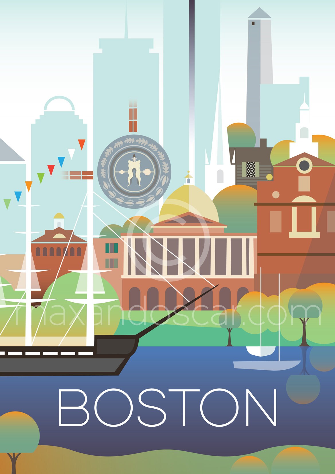 Boston Print - Etsy