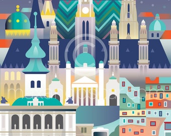 Vienna Canvas Print Vienna Skyline Vienna Wall Art Austria - Etsy