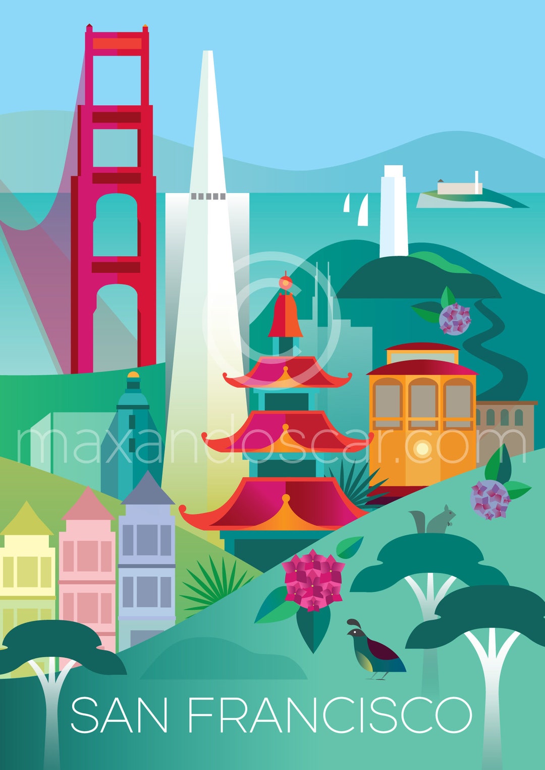 San Francisco Postcard - Etsy