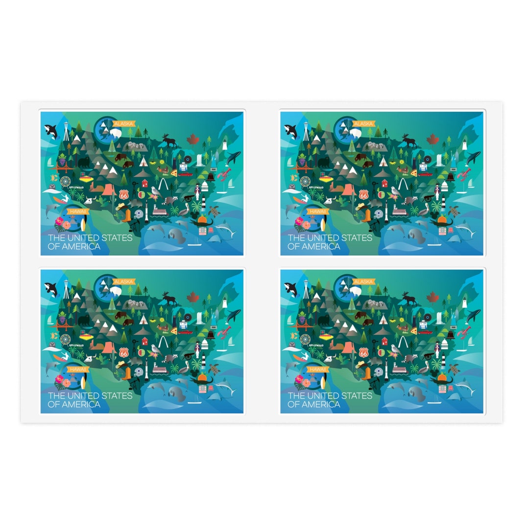 United States Map Sticker Sheet - Etsy