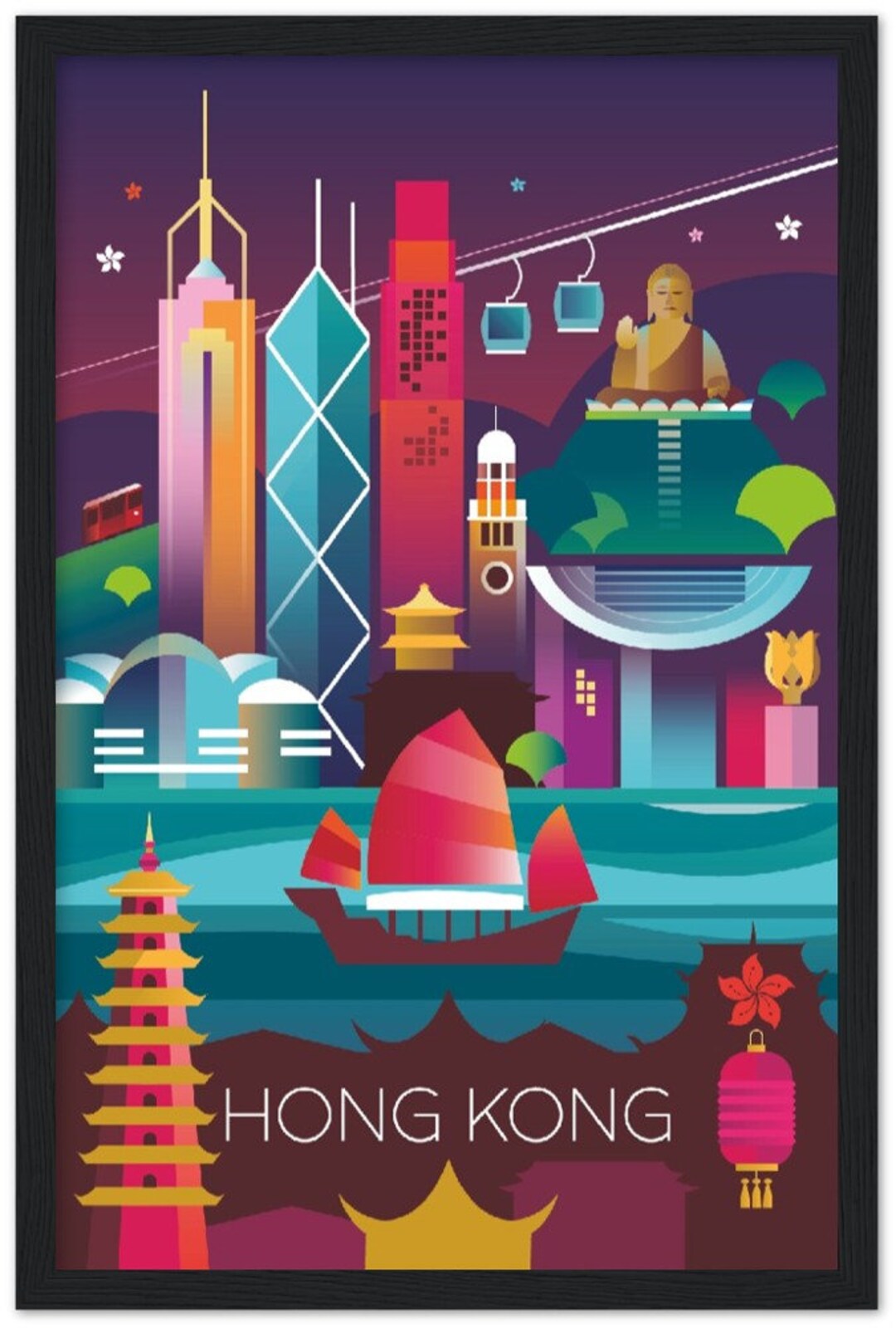 Hong Kong Premium Matte Paper Wooden Framed Poster - Etsy