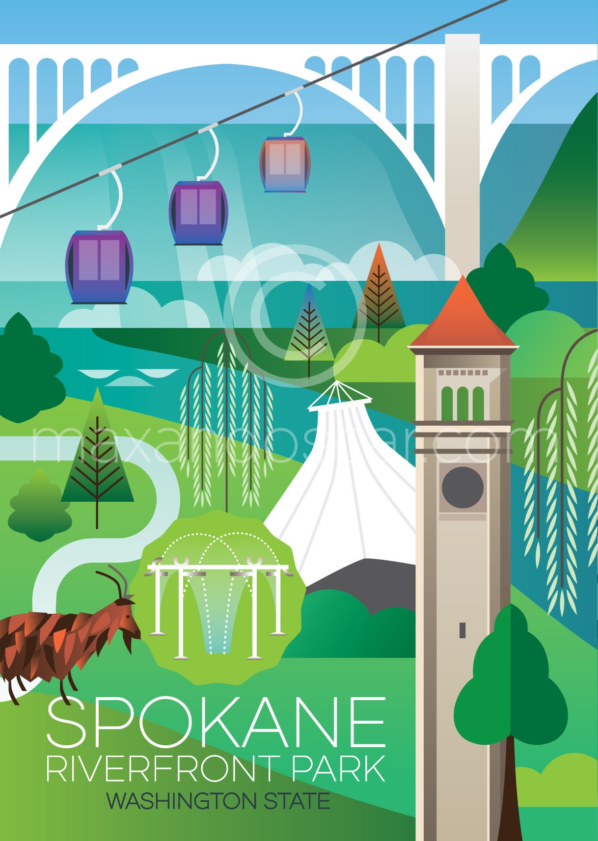Spokane Postcard | Etsy