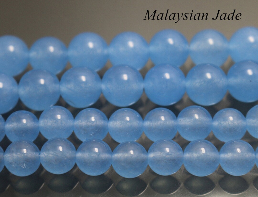 Natural Blue Jade Smooth Round Beads, 6mm 8mm 10mm 12mm Blue Jade Beads ...