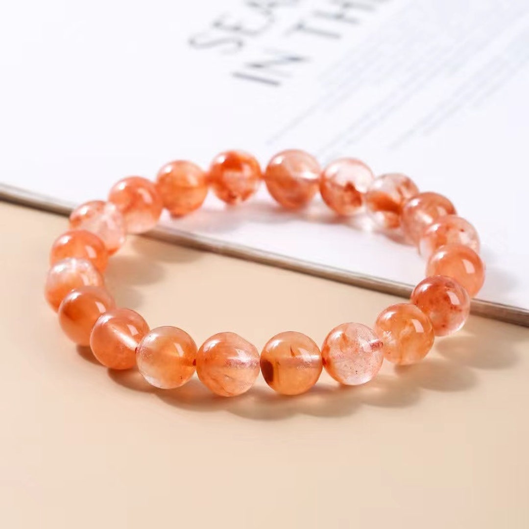 Natural Red Rabbit Hair Crystal Quartz Beaded Bracelets,jewelry Gift ...