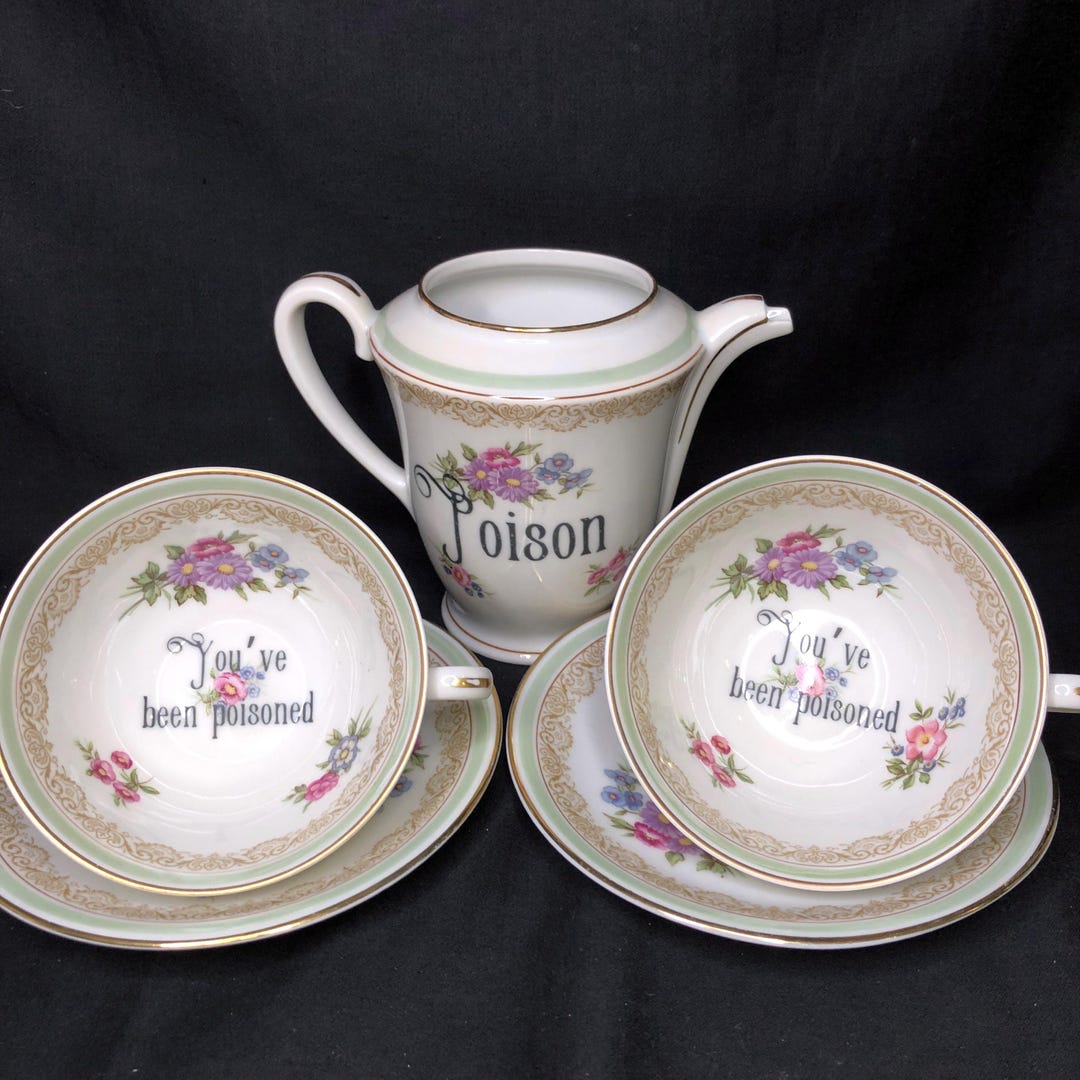 Poison Tea Set, Unique Upcycled Vintage French Porcelaine Gift Set, Jug ...