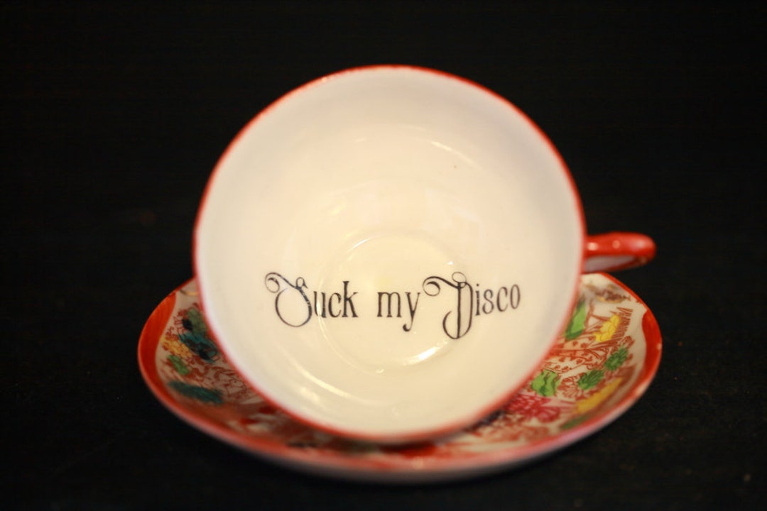 Funny Espresso Cup Suck My Disco Vintage Rude Unique Gift Upcycled ...