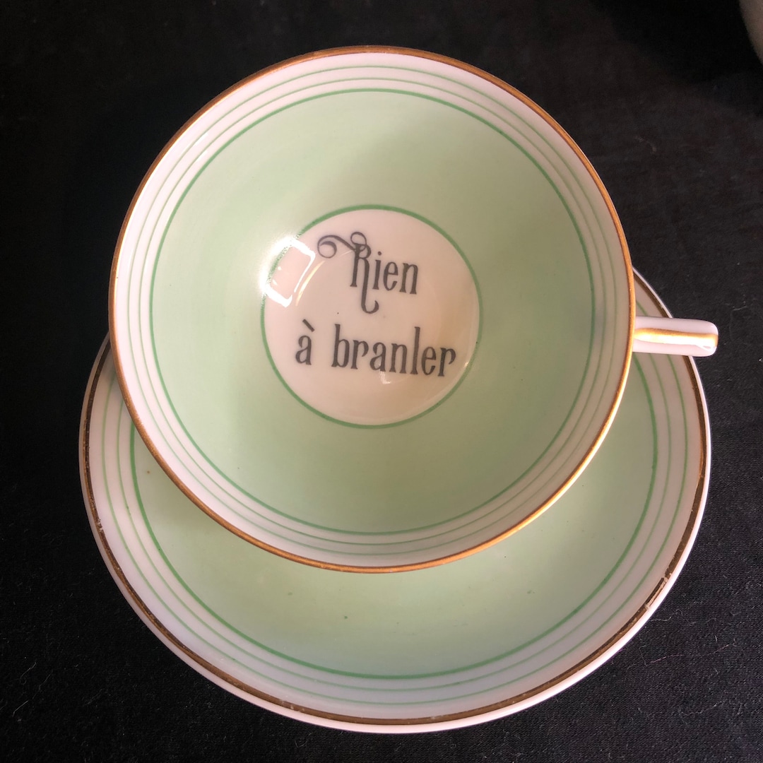 Insult Tea Cup Rien a Branler Vintage Porcelain Insult Rude Funny Tea Cup and Saucer Not Vinyl ...