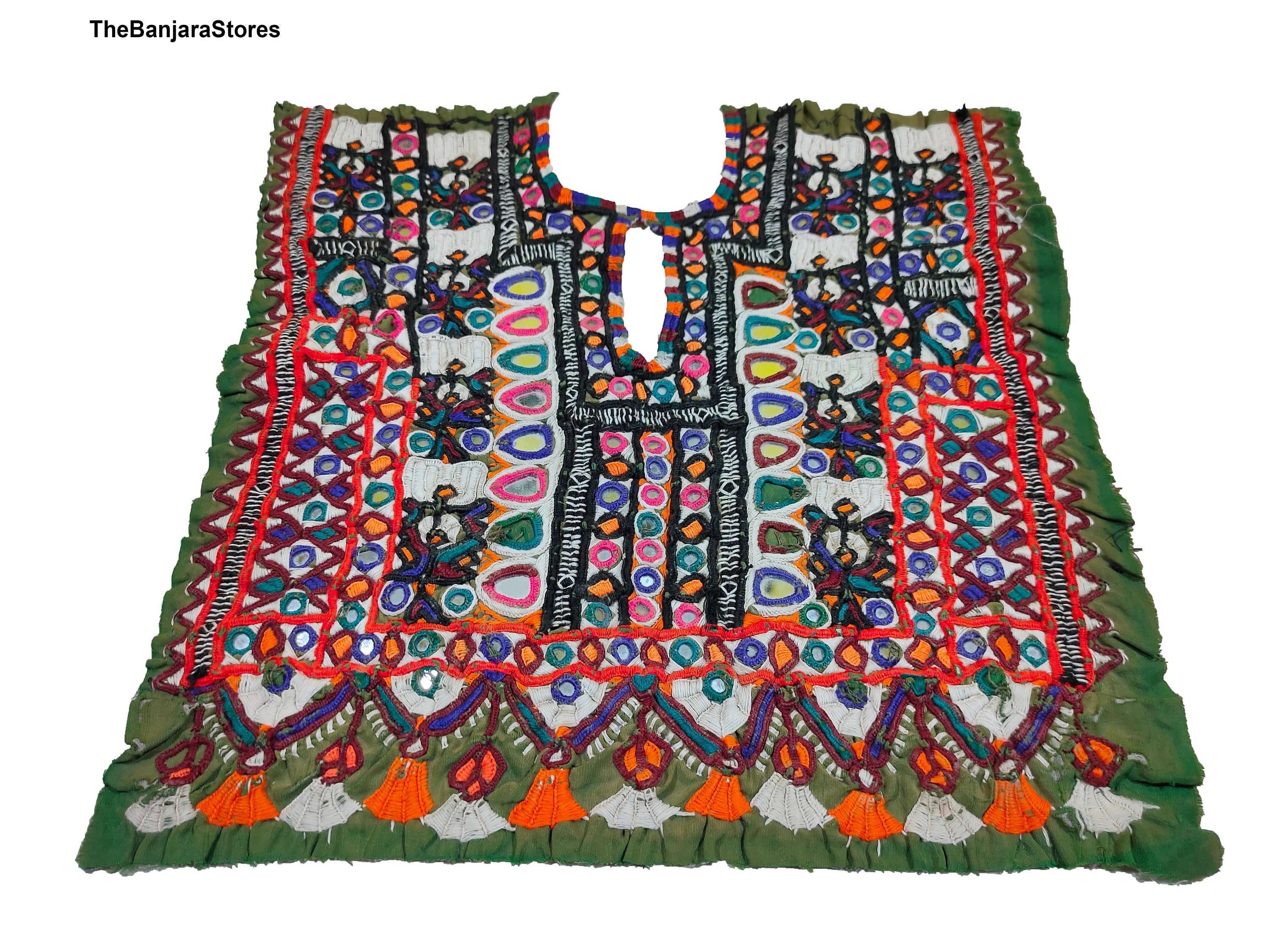 Vintage Patchwork Neck Yoke Traditional Banjara Kutch Applique Boho Art ...