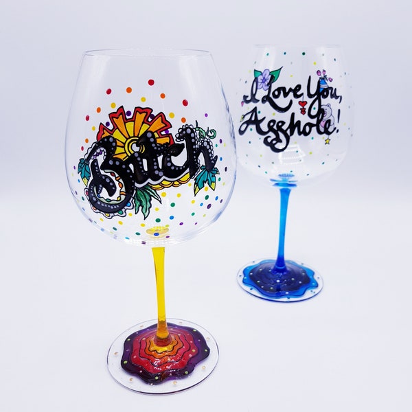 Rude Wine Glass - Etsy