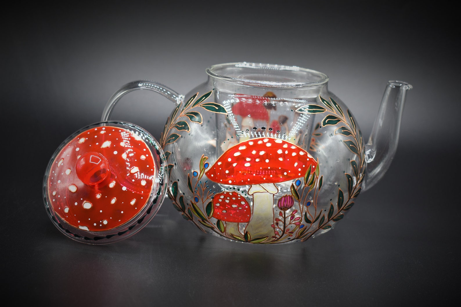 Mushrooms Tea Set Hand Painted Infusing Teapot Mushroom Cup | Etsy