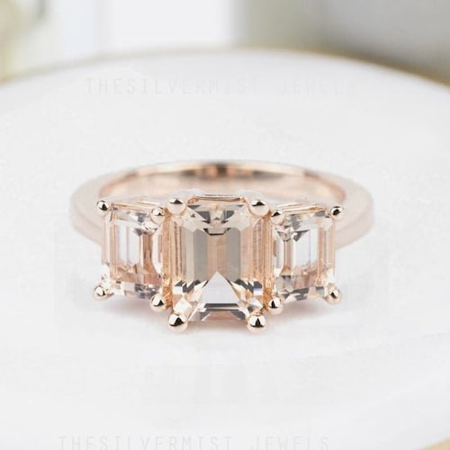 Unique Morganite Ring 925 Sterling Silver Ring Elegant - Etsy