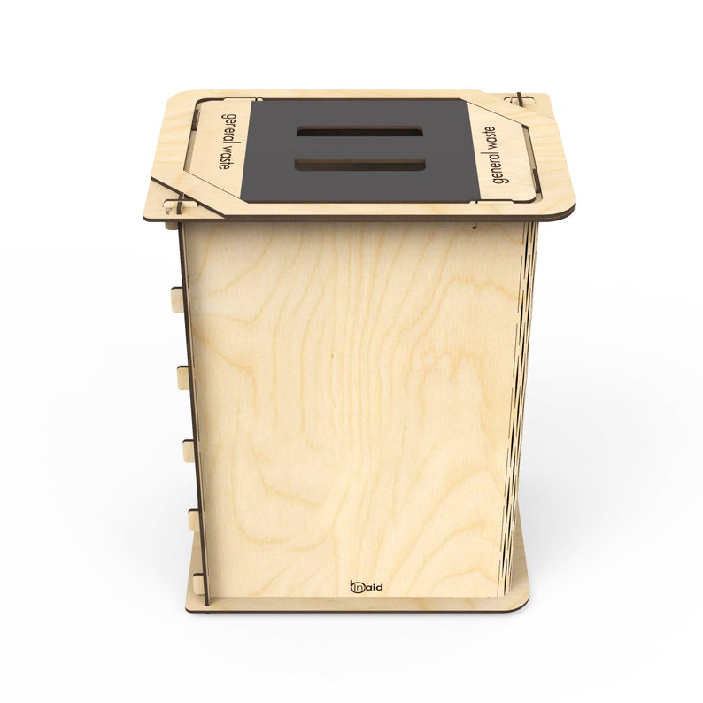 Waste / Trash Bin, Robust Wooden Design With Black Handle Lid. Bins ...