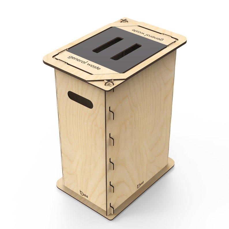 Waste / Trash Bin, Robust Wooden Design With Black Handle Lid. Bins ...
