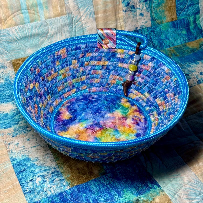 Flower Bouquet Multiple Color Handmade Fabric Wrapped Rope Bowl See ...