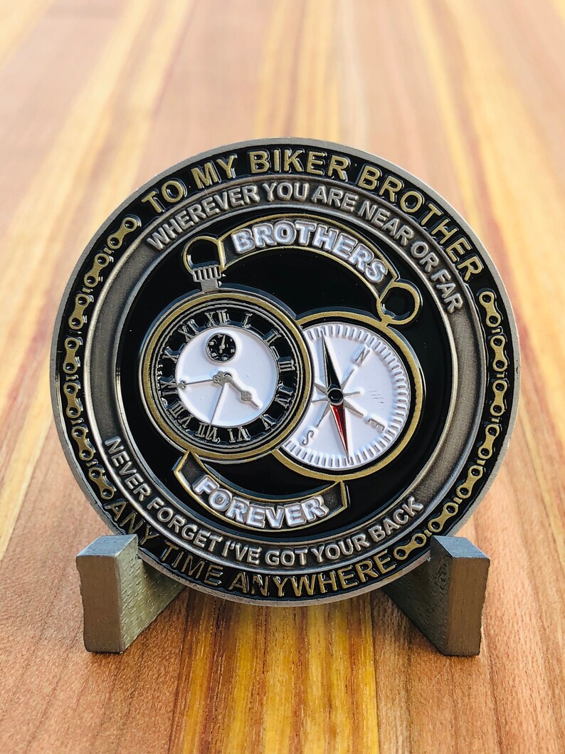 MOTORCYCLE CHALLENGE COIN "to My Biker Brother Anytime Anywhere ...