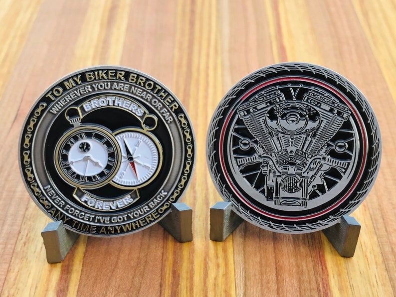 MOTORCYCLE CHALLENGE COIN "to My Biker Brother Anytime Anywhere ...