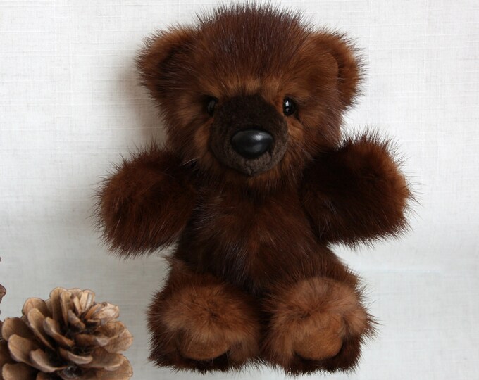 Bear From Natural Mink Fur Brown Bear Teddy Bear A Toy of - Etsy