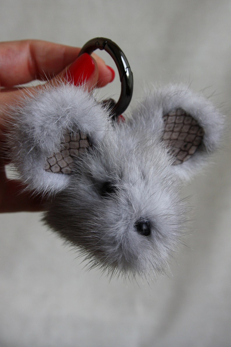 Keychain mink mouse. Size М Natural mink fur Natural python | Etsy
