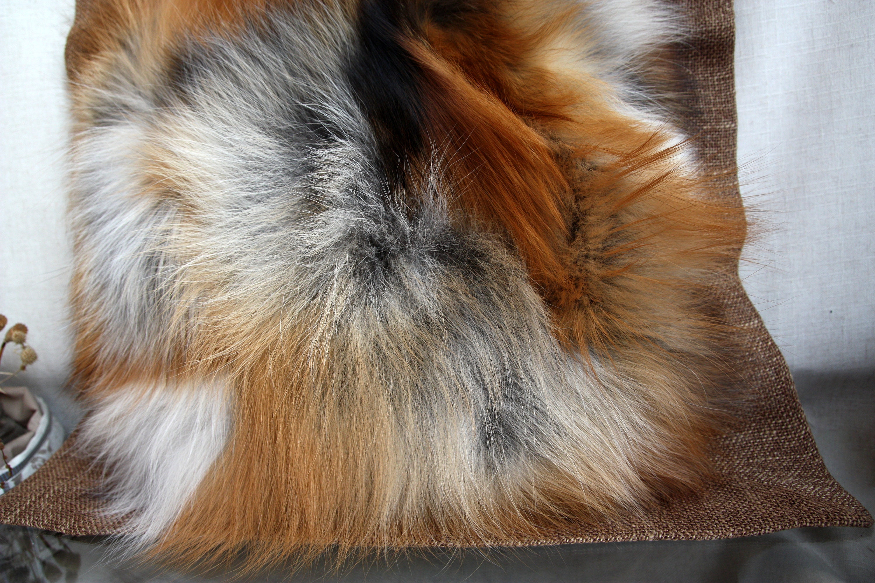 Pillow Made of Real Red Fox Fur, Stuffed Decorative Pillow, Size 46 by ...