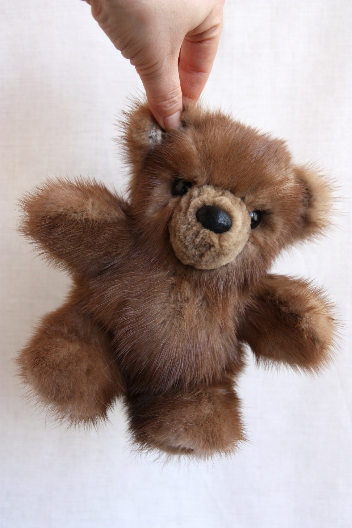 Bear From Natural Mink Fur Size L Beige Bear Teddy Bear A - Etsy