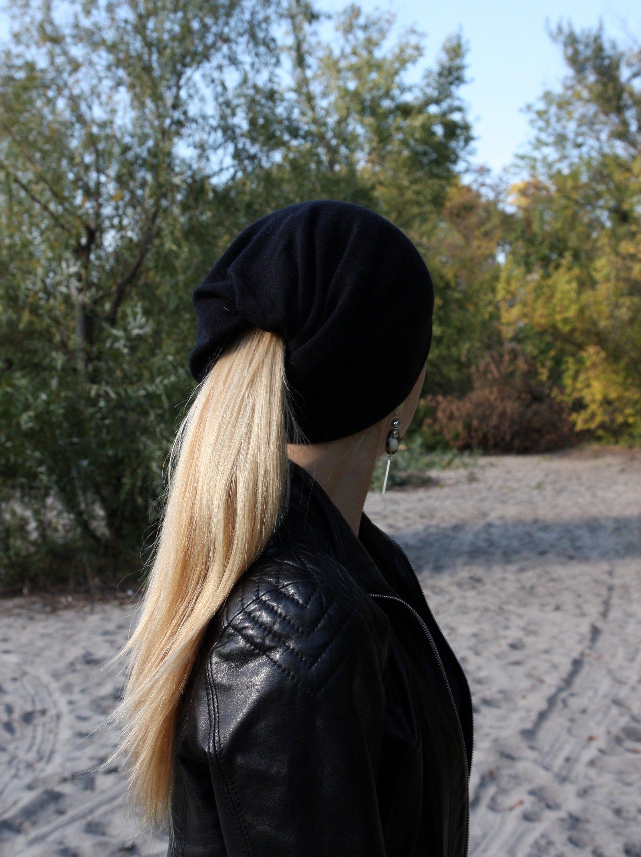 Acrylic Angora Snood Cap, Scarf, Neck Warmer, Ponytail Beanie - Etsy