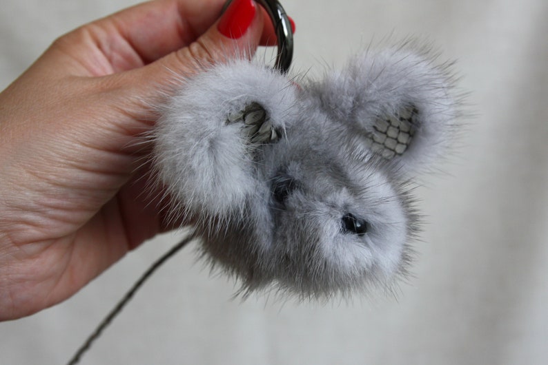 Keychain mink mouse. Size М Natural mink fur Natural python | Etsy