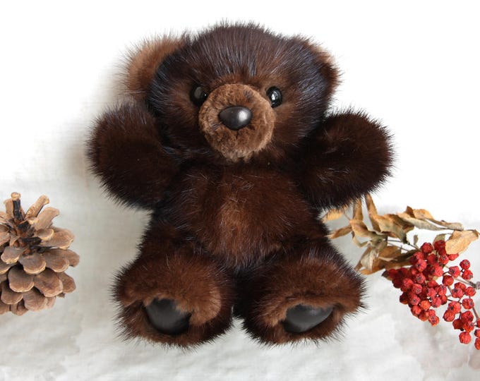 Bear From Natural Mink Fur, Brown Bear, Teddy Bear, A Toy of Real Mink ...