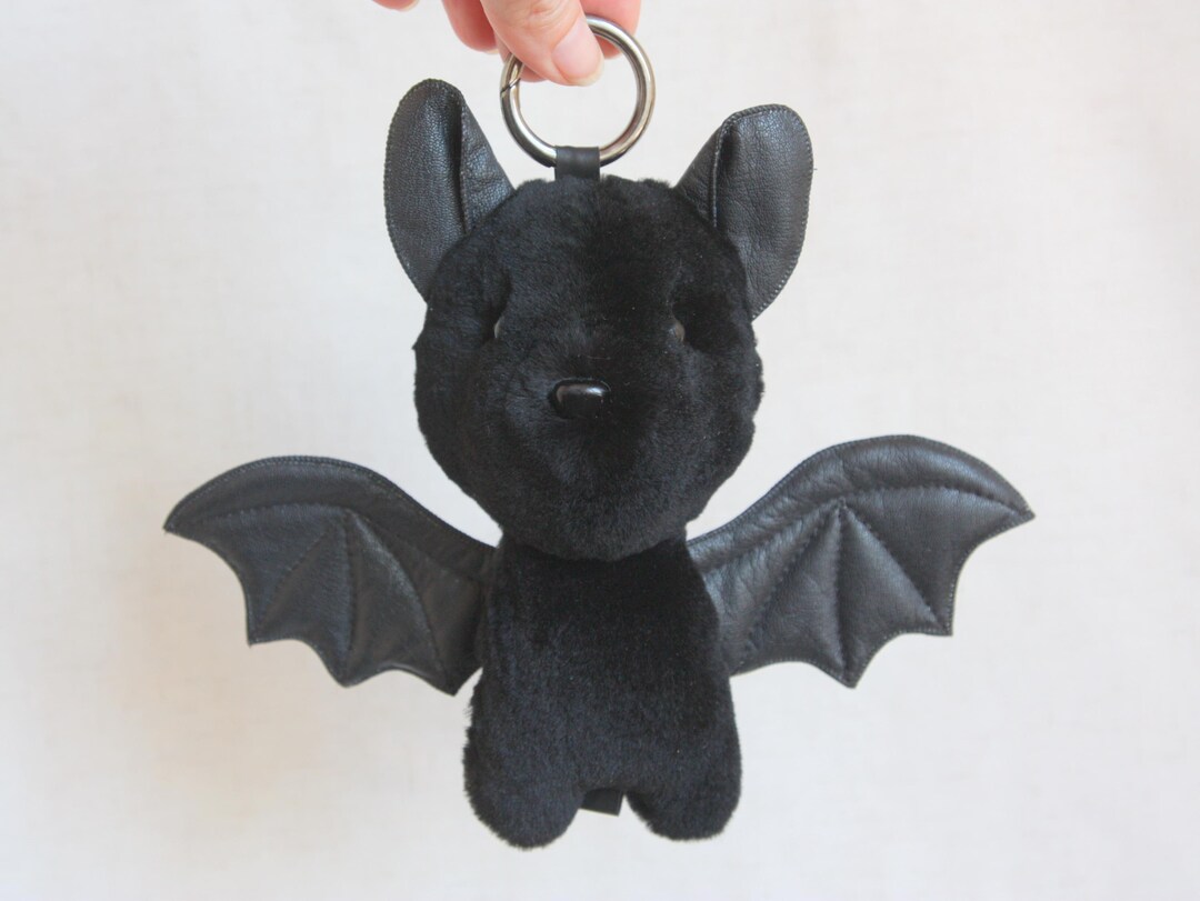 Mink Fur Bat Keychain: Genuine Leather Wings, Whimsical Bag Charm - Etsy