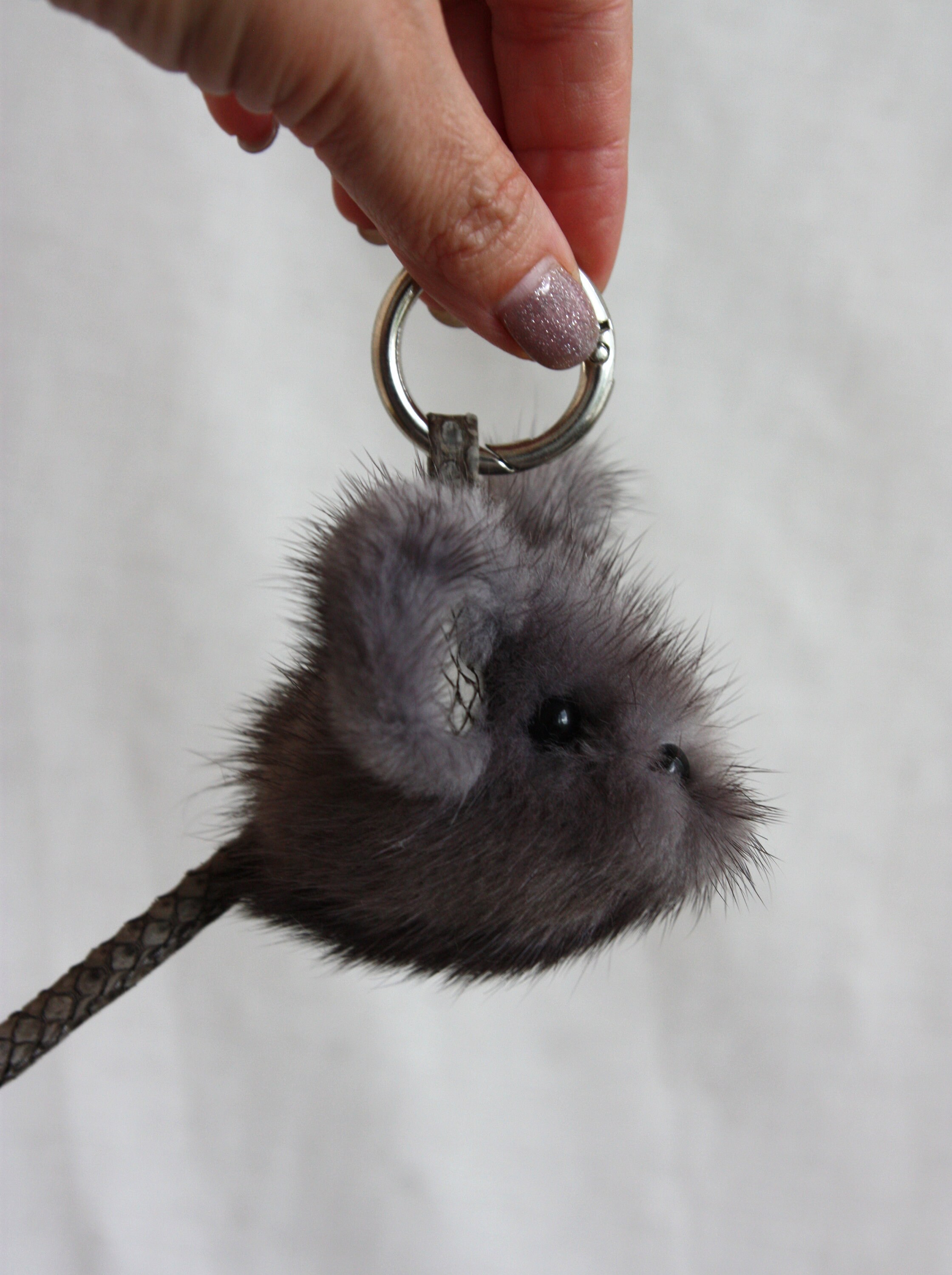 Keychain Mink Mouse Size М Natural Mink Fur Genuine Leather - Etsy