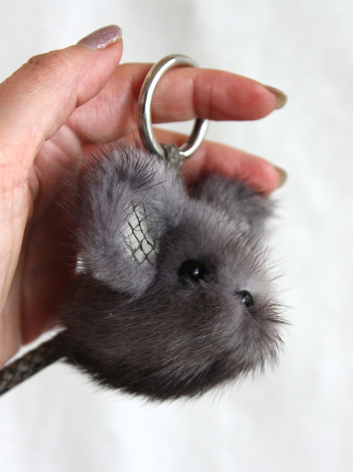 Keychain Mink Mouse Size М Natural Mink Fur Natural Python - Etsy