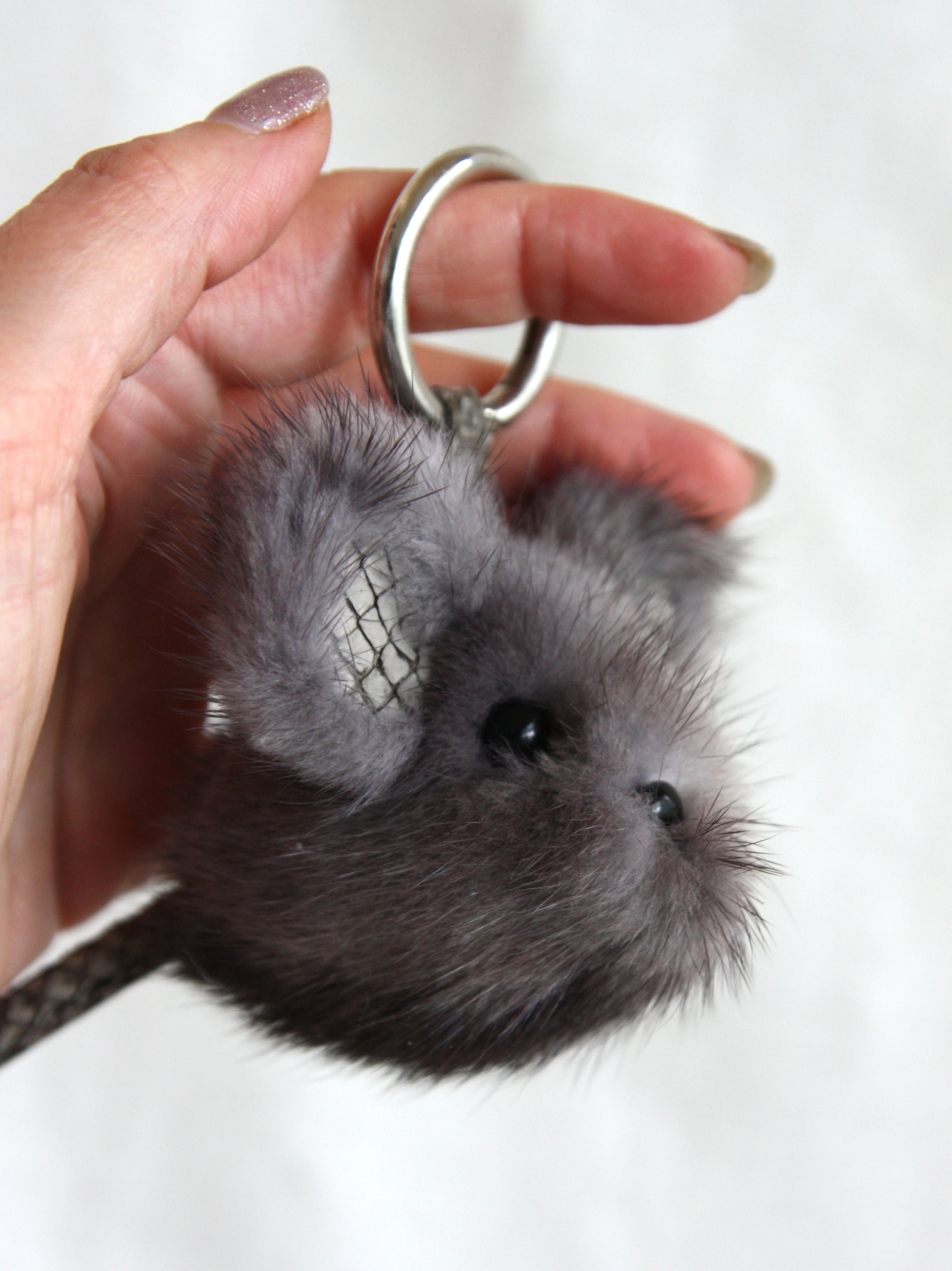Keychain Mink Mouse Size М Natural Mink Fur Genuine Leather - Etsy