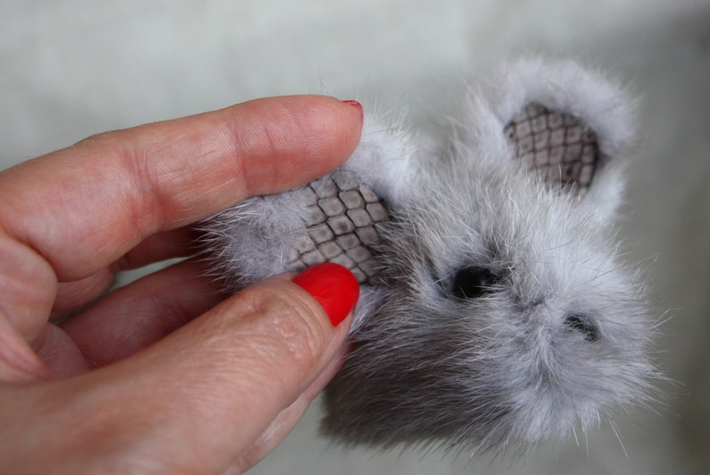 Keychain mink mouse. Size М Natural mink fur Natural python | Etsy