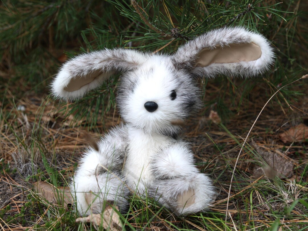 Mink Fur Rabbit Toy: Natural Leather Accents, Cotter Pin Joints - Etsy