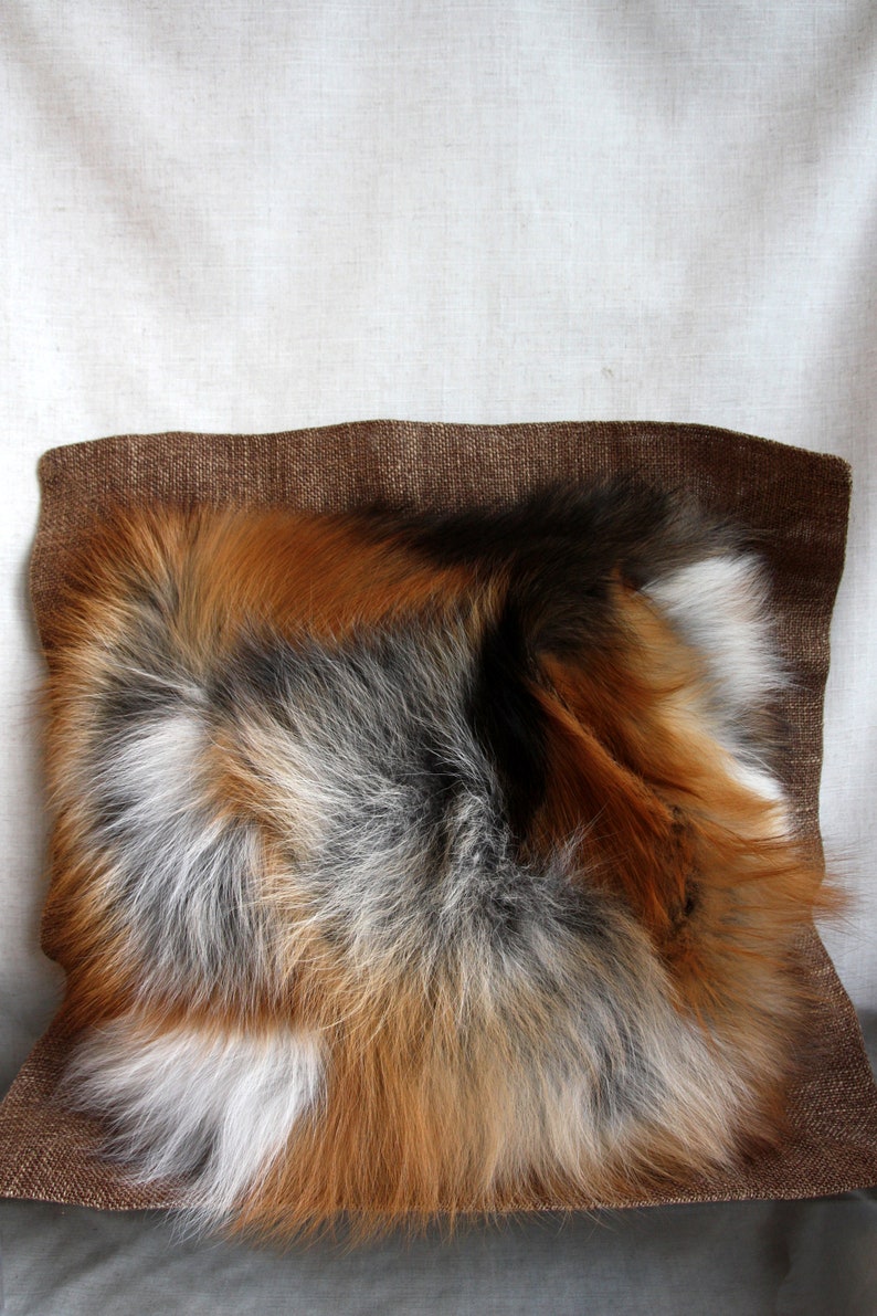 Pillow Made of Real Red Fox Fur, Stuffed Decorative Pillow, Size 46 by ...