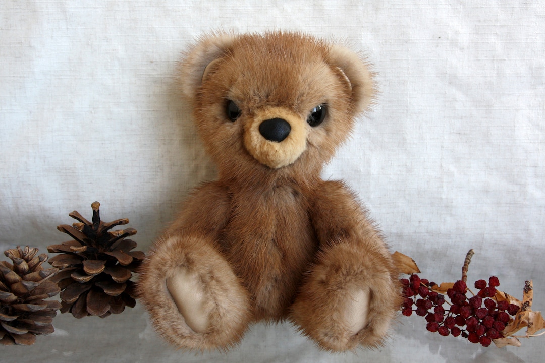 Bear From Natural Mink Fur, Beige Mink Bear, Teddy Bear, A Toy of Real ...