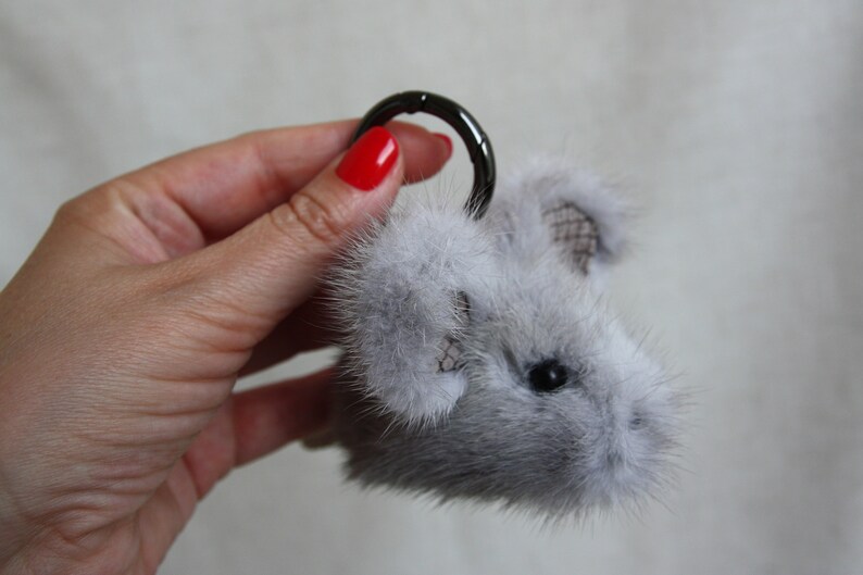 Keychain mink mouse. Size М Natural mink fur Natural python | Etsy