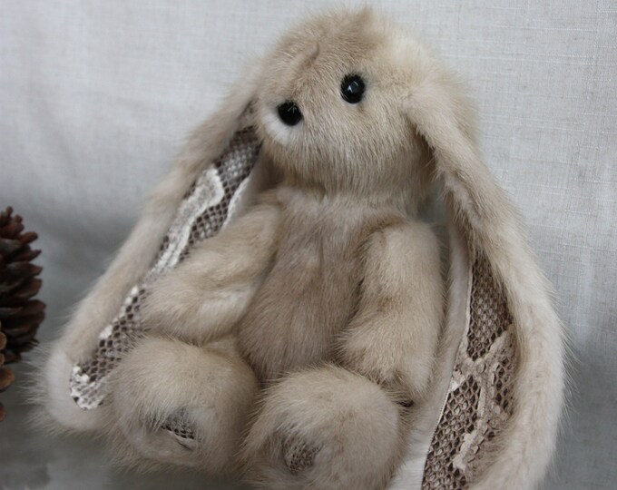 Rabbit From Natural Beige Mink Fur Natural Python Ears and - Etsy