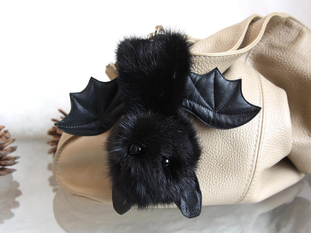 Mink Fur Bat Keychain: Genuine Leather Wings, Backpack Charm - Etsy