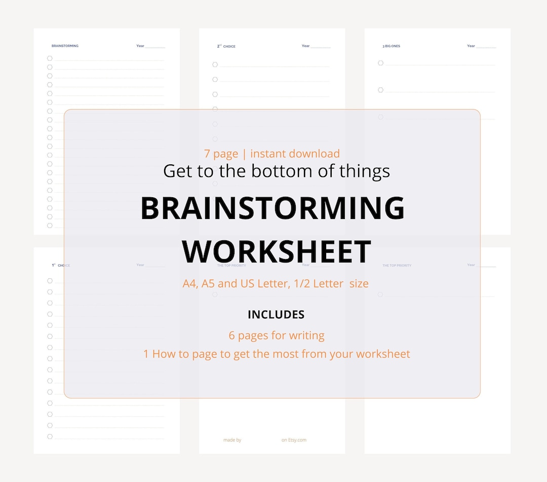 Black Brainstorming Worksheet, Decision Making Worksheet, Priority ...