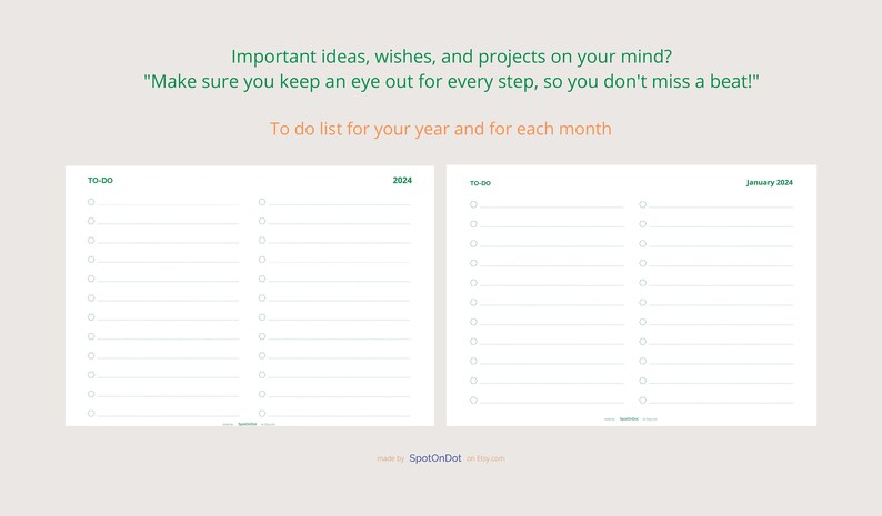 Green 2024 Year Printable Calendar Bundle, Monthly Cal, Weekly Planner ...